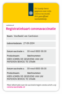 Vaccinatiebewijs Corona COVID 19 • afdruk op plastic kaart – Card Vision